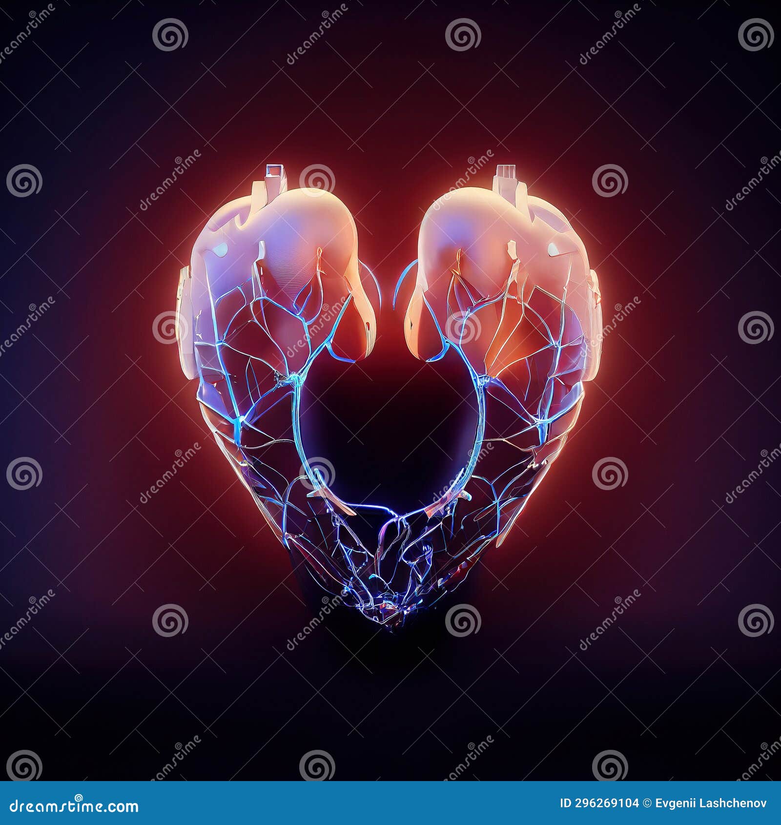 Neon Cybernetic Heart. Cyber Heart. Stylized Abstract Glowing Heart. AI ...