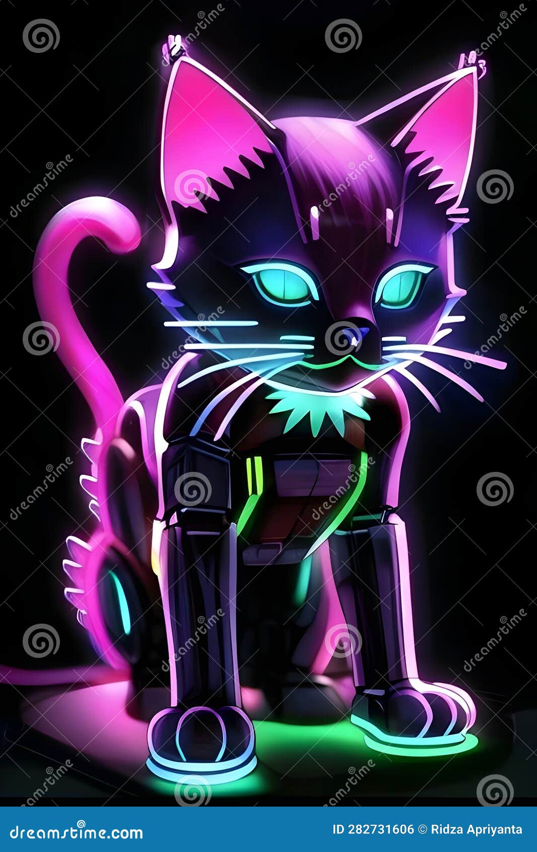 The Neon Cyborg Cat Design AI Model is an Advanced Artificial ...