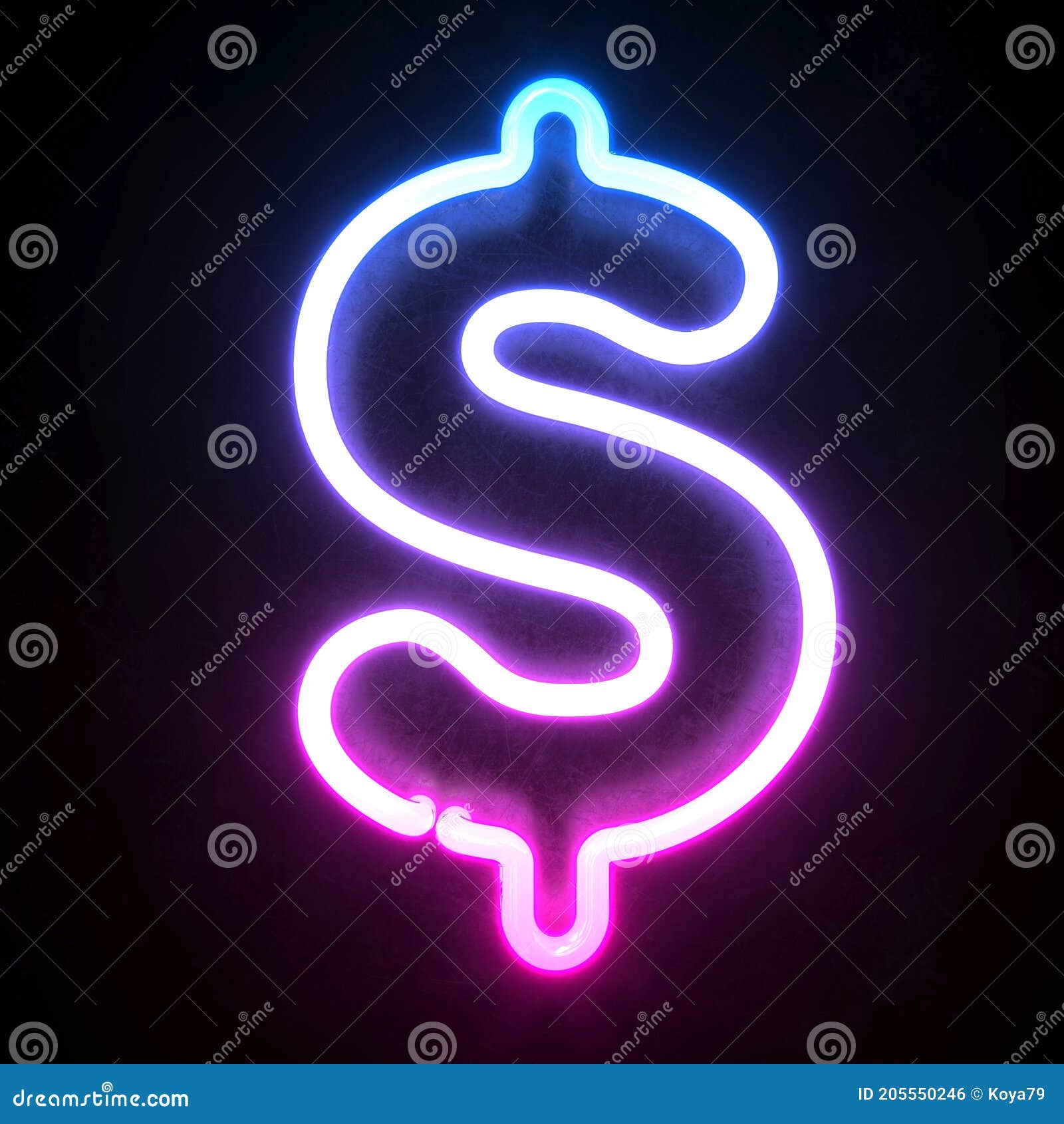 Neon 3d Font, Blue and Pink Neon Light 3d Rendering, Dollar Sign Stock ...