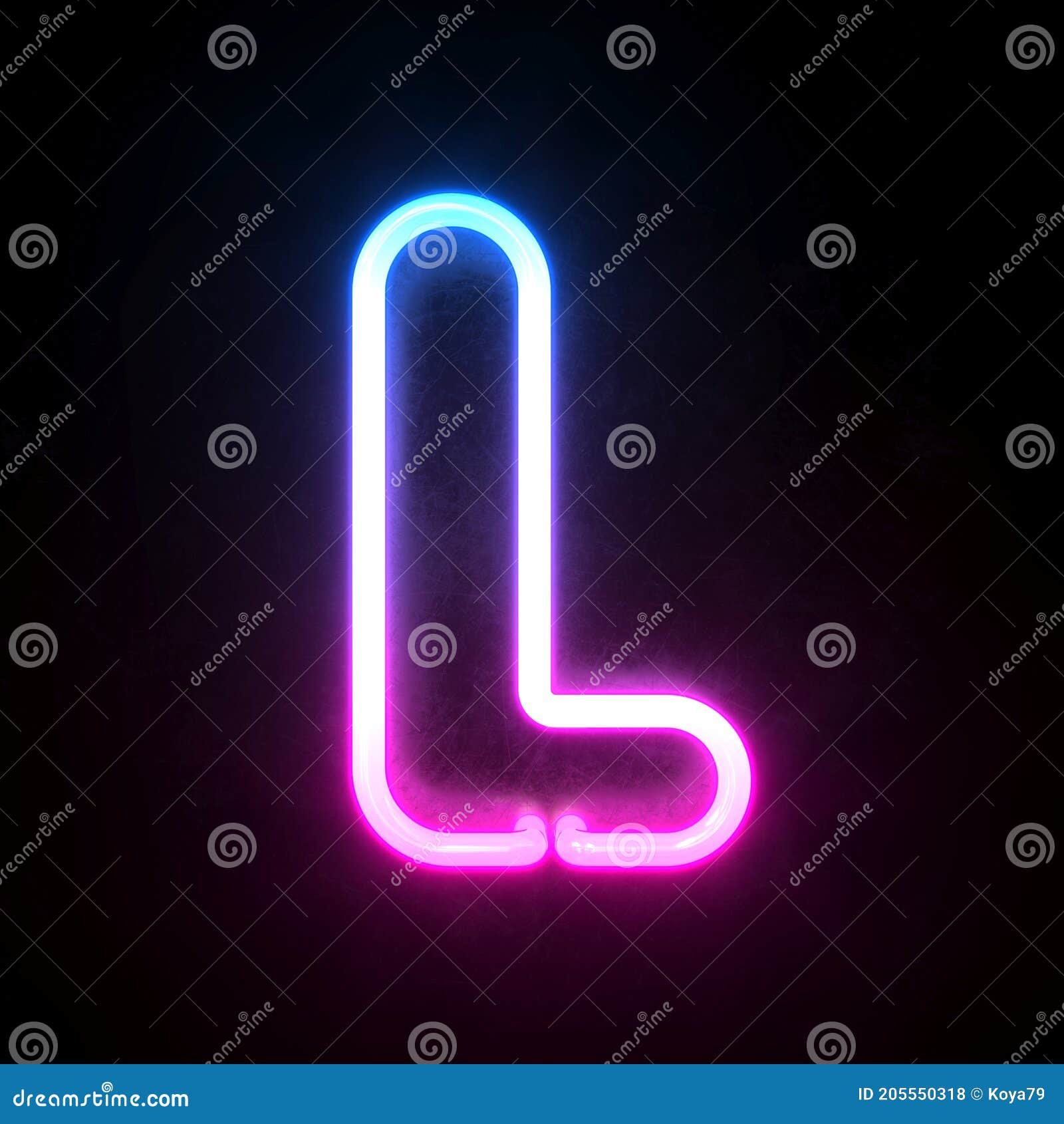 Neon 3d Font, Blue and Pink Neon Light 3d Rendering, Letter L Stock ...
