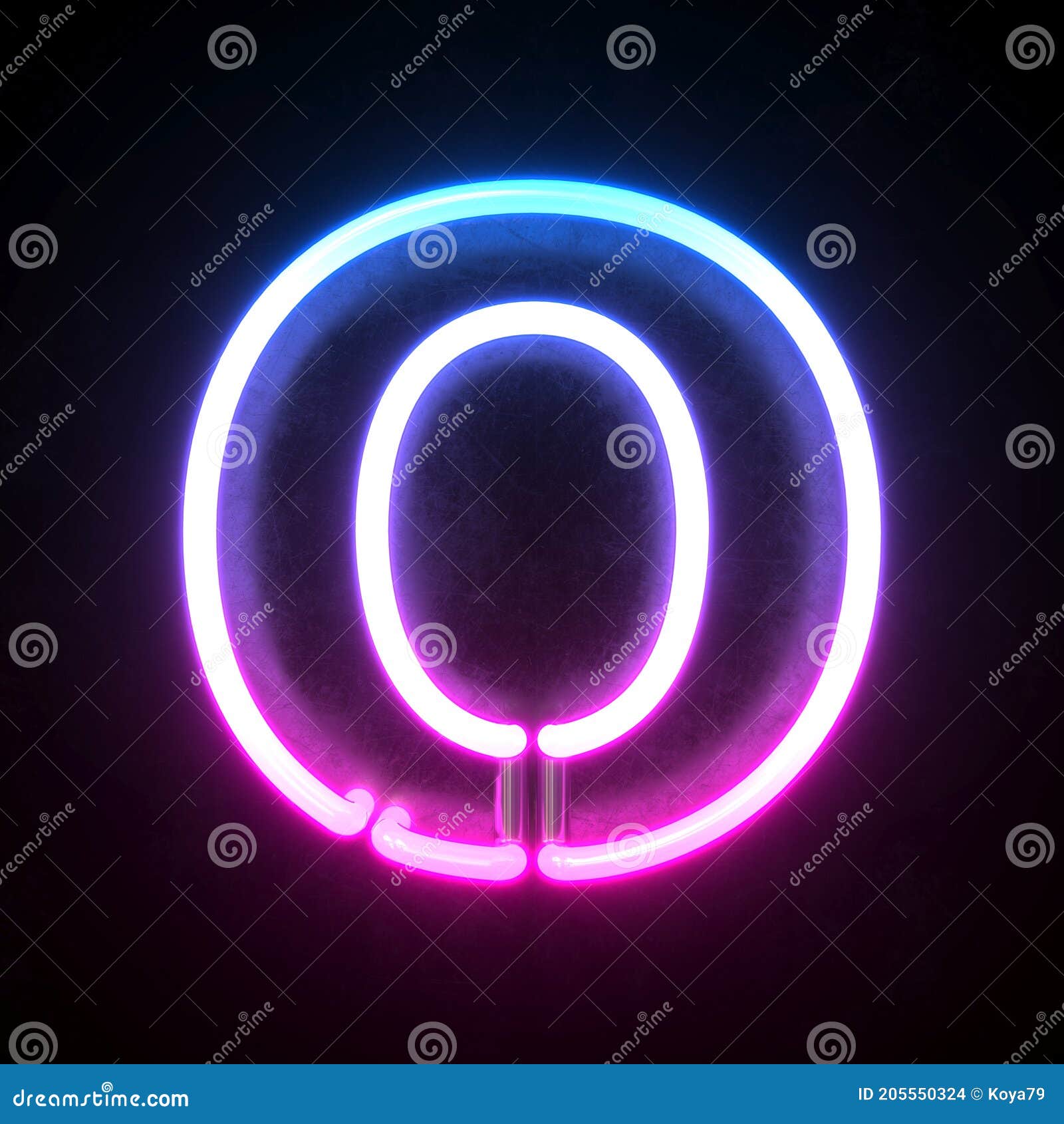 Neon 3d Font, Blue and Pink Neon Light 3d Rendering, Letter O Stock ...