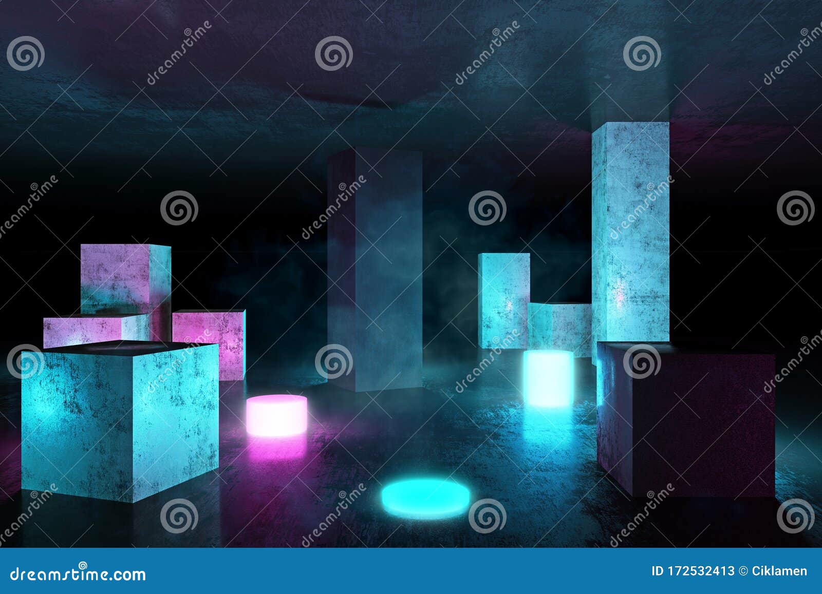 Neon 3D Glow Electric Lights Objects Stock Illustration - Illustration ...