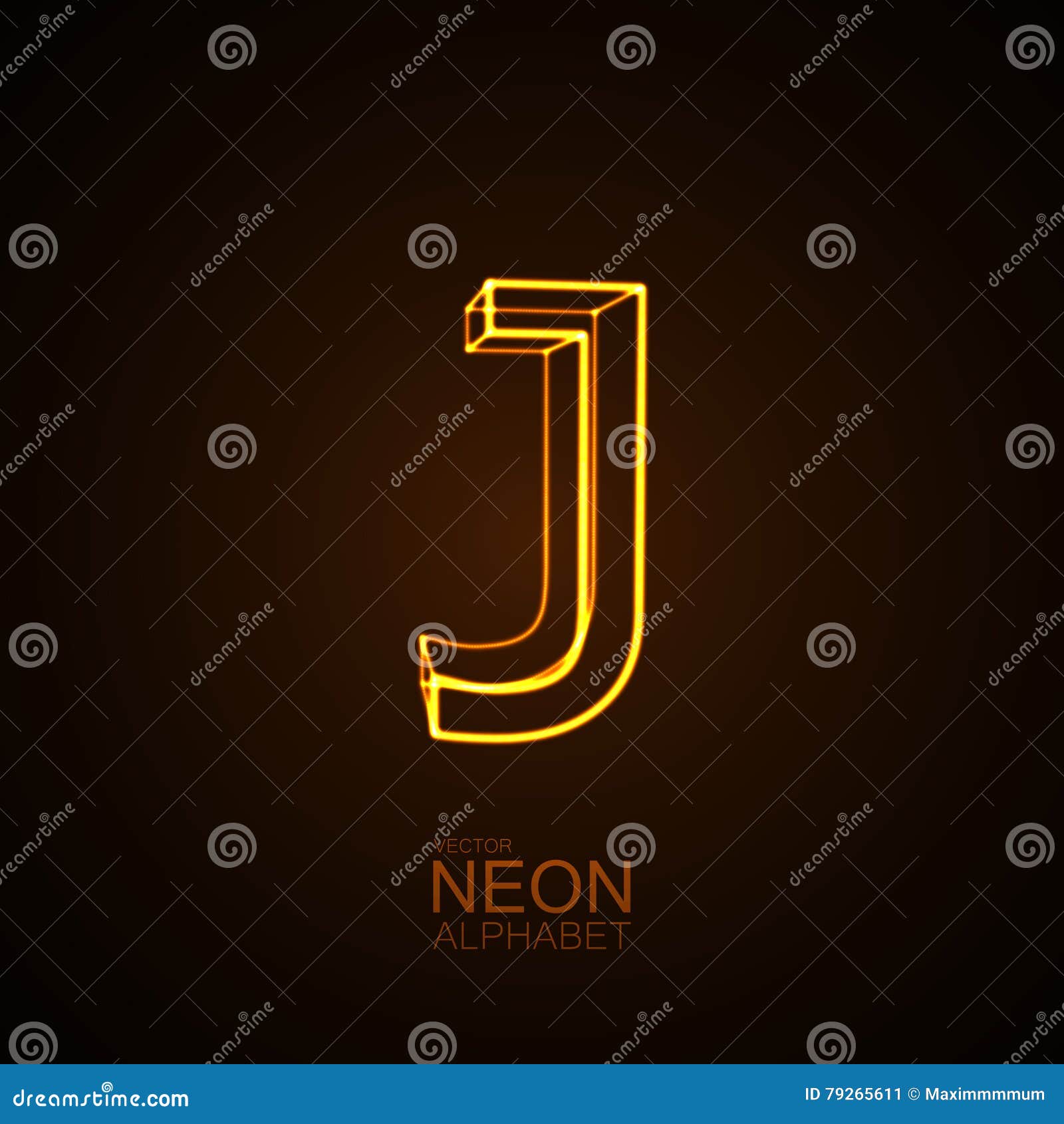 Neon 3D letter J stock vector. Illustration of glow, electric - 79265611