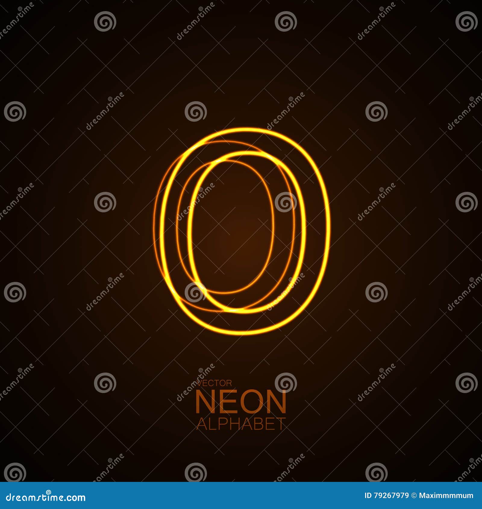 Neon 3D letter O stock vector. Illustration of neon, illuminated - 79267979