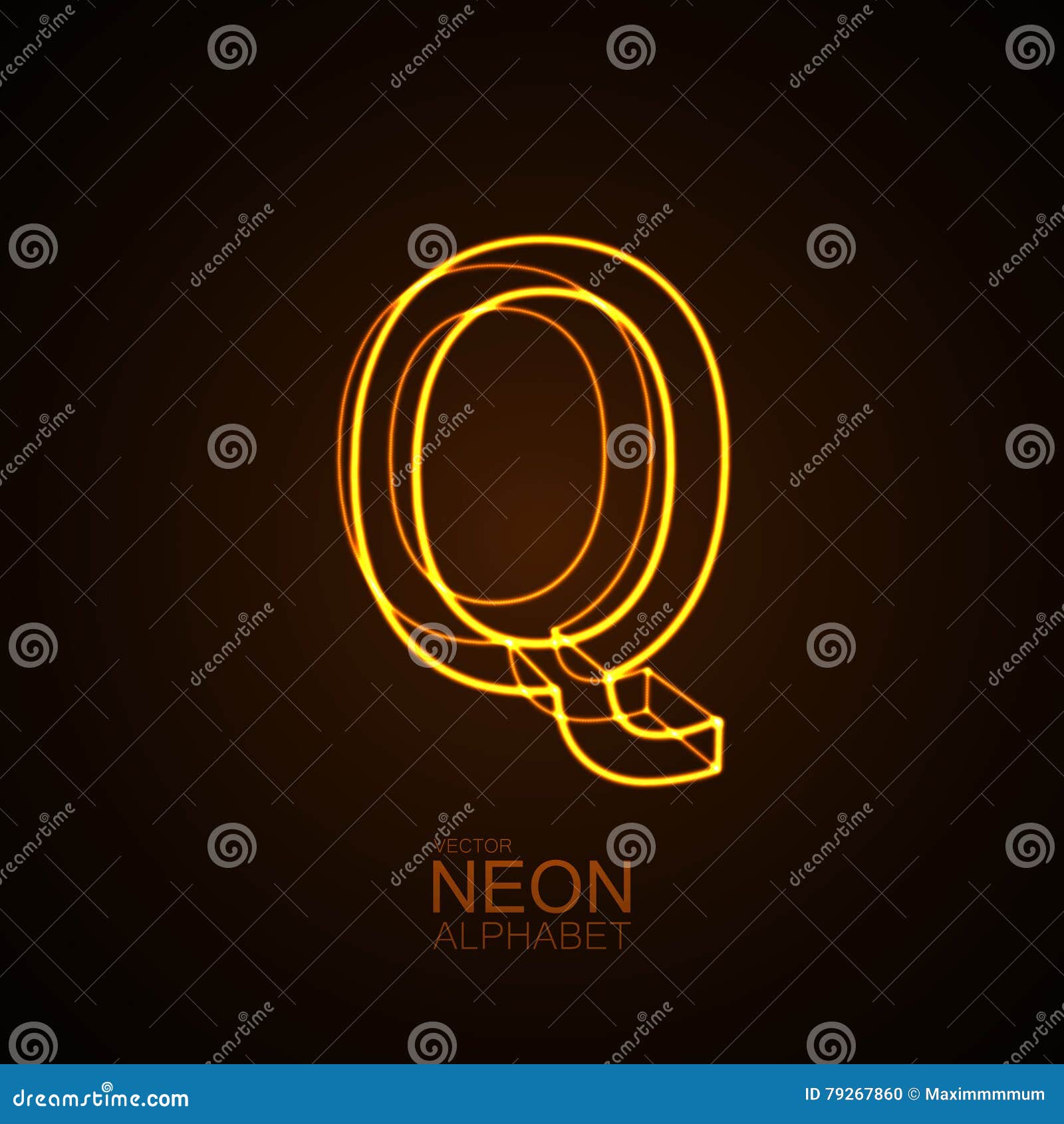 Neon 3D letter Q stock vector. Illustration of cinema - 79267860