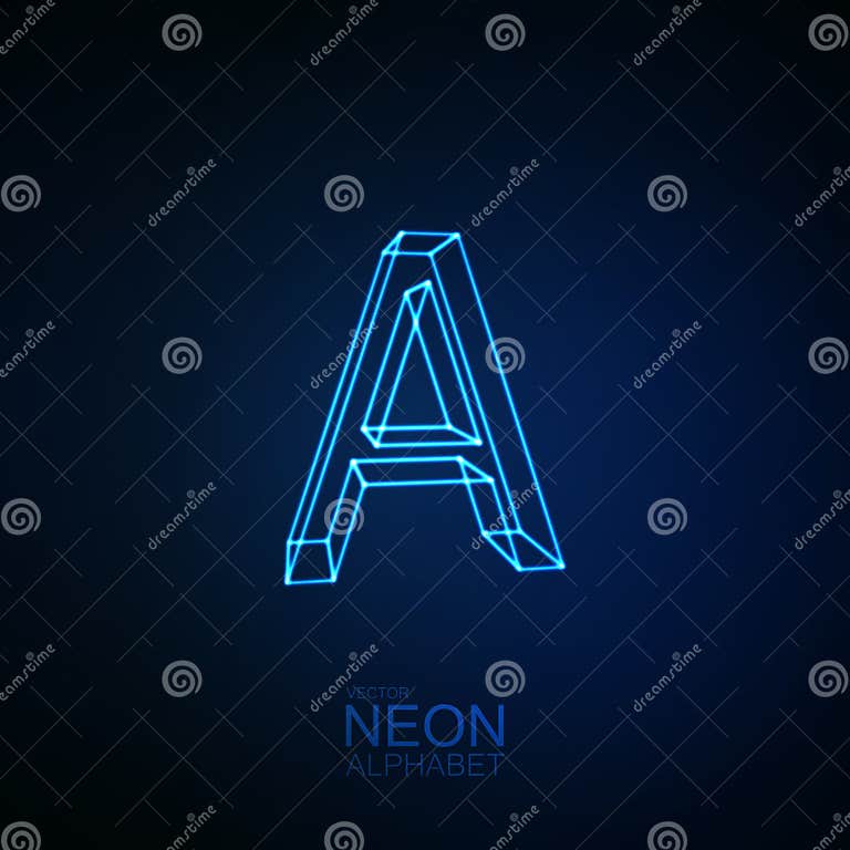 Neon 3D letter a stock vector. Illustration of abstract - 79265168