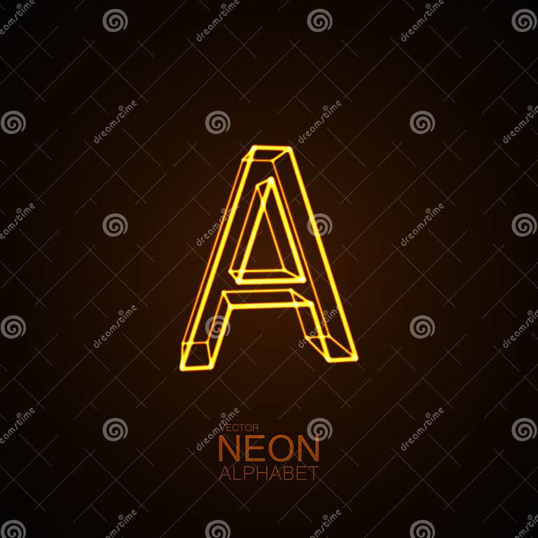 Neon 3D letter a stock vector. Illustration of capital - 79266037