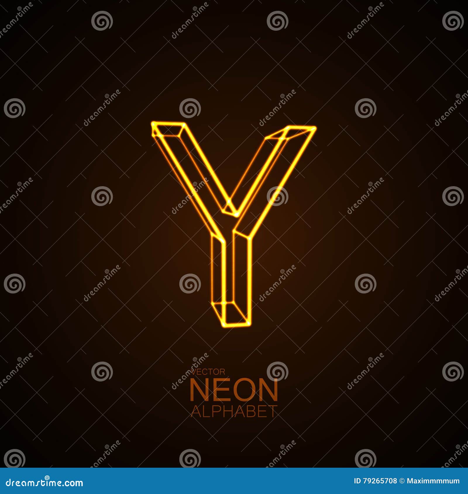Neon 3D letter Y stock vector. Illustration of design - 79265708