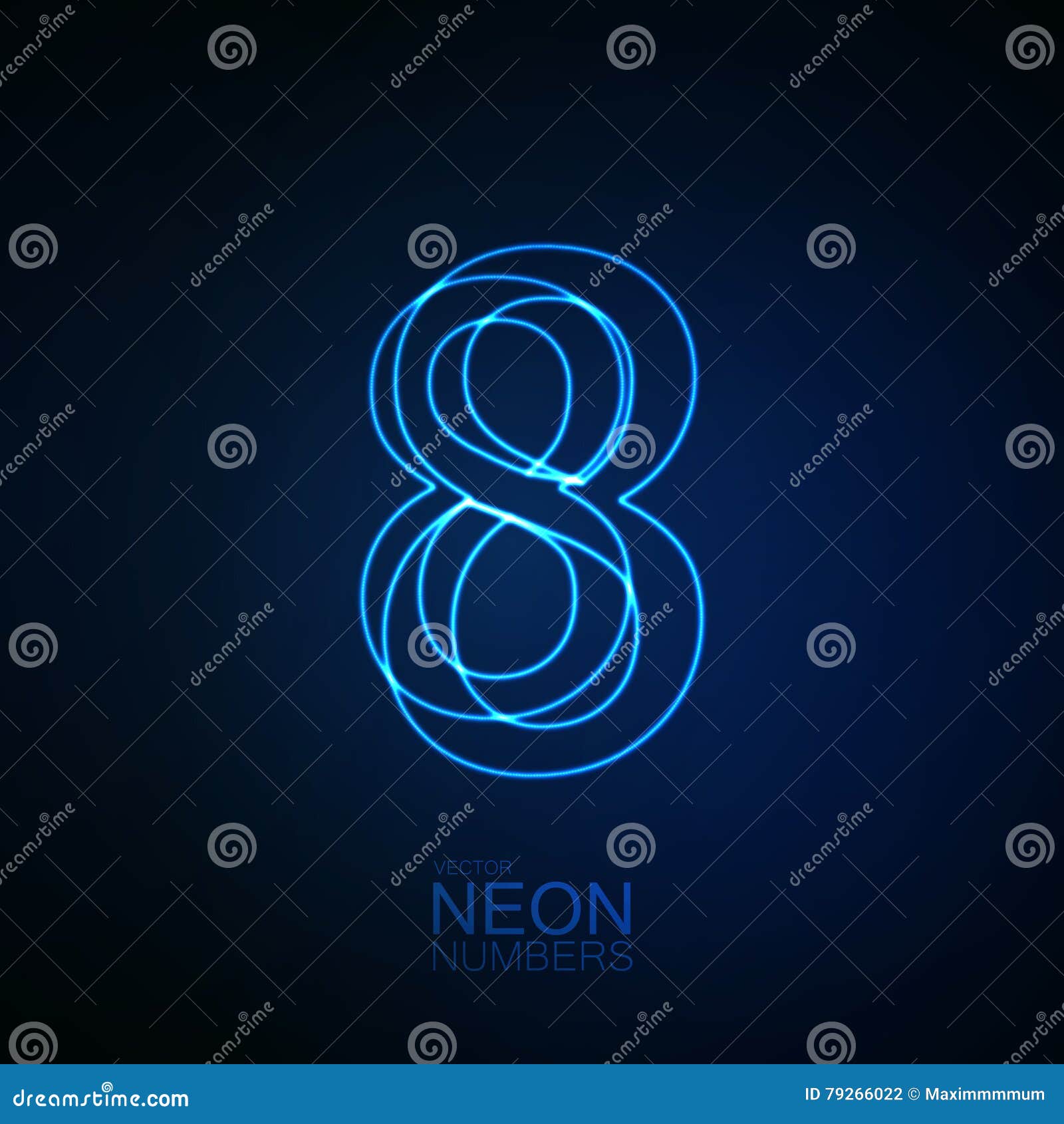 Neon 3D number 8 stock vector. Illustration of eight - 79266022