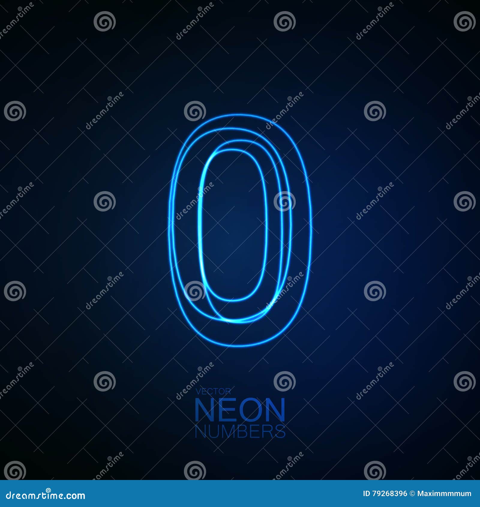Neon 3D number 0 stock vector. Illustration of alphabet - 79268396
