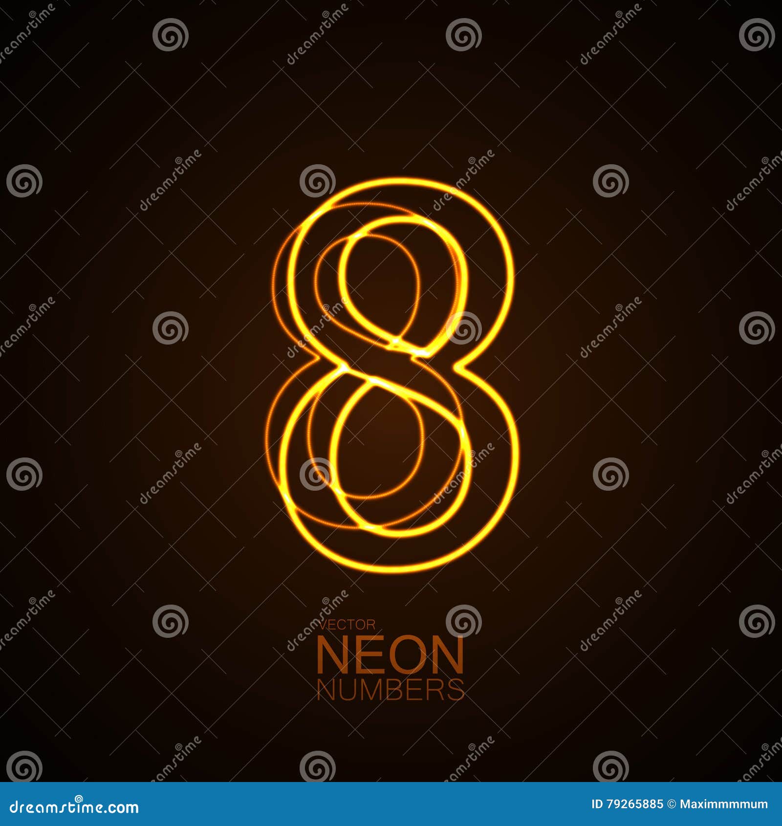 Neon 3D number 8 stock vector. Illustration of customization - 79265885