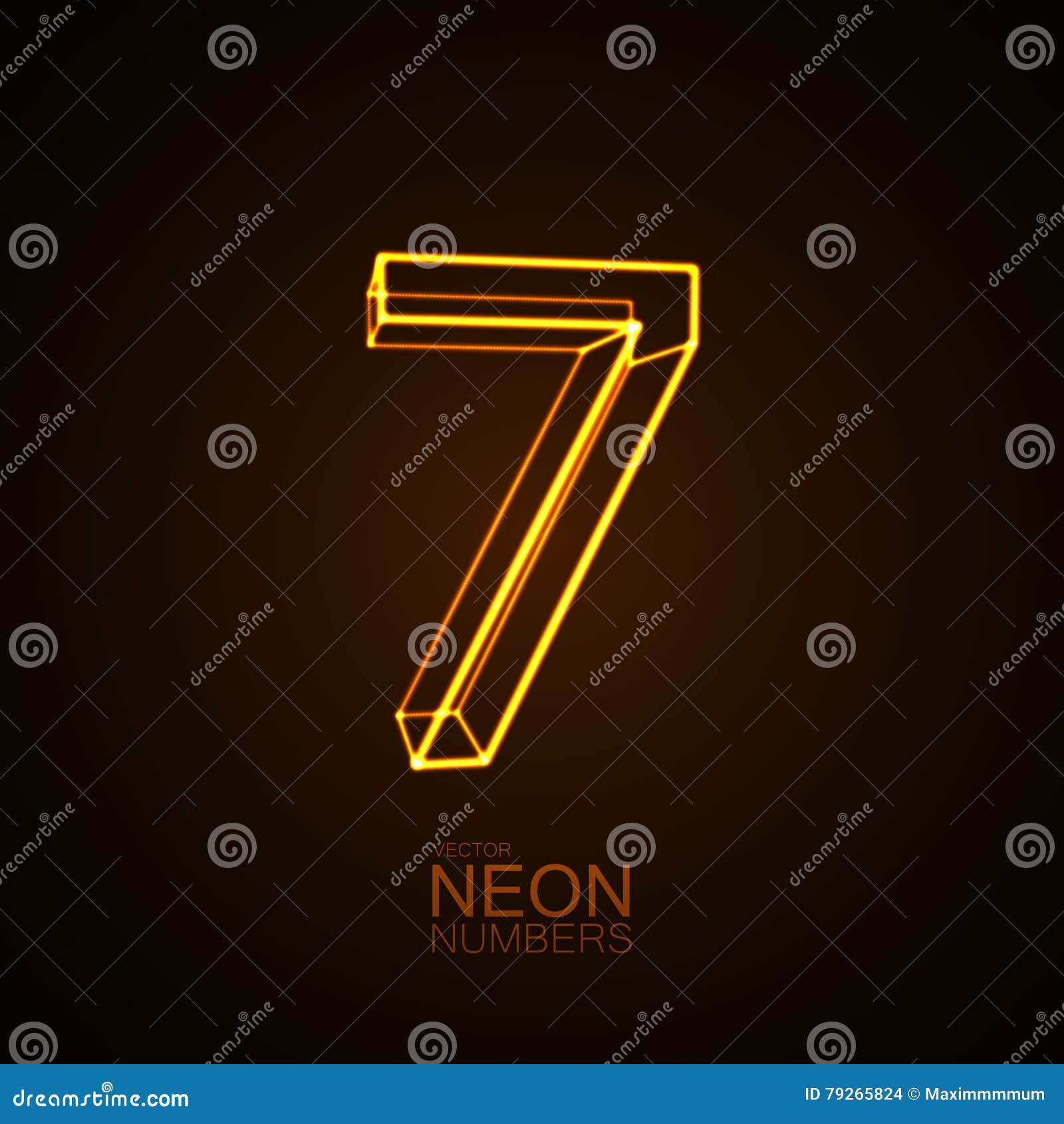 Neon 3D number 7 stock vector. Illustration of electricity - 79265824