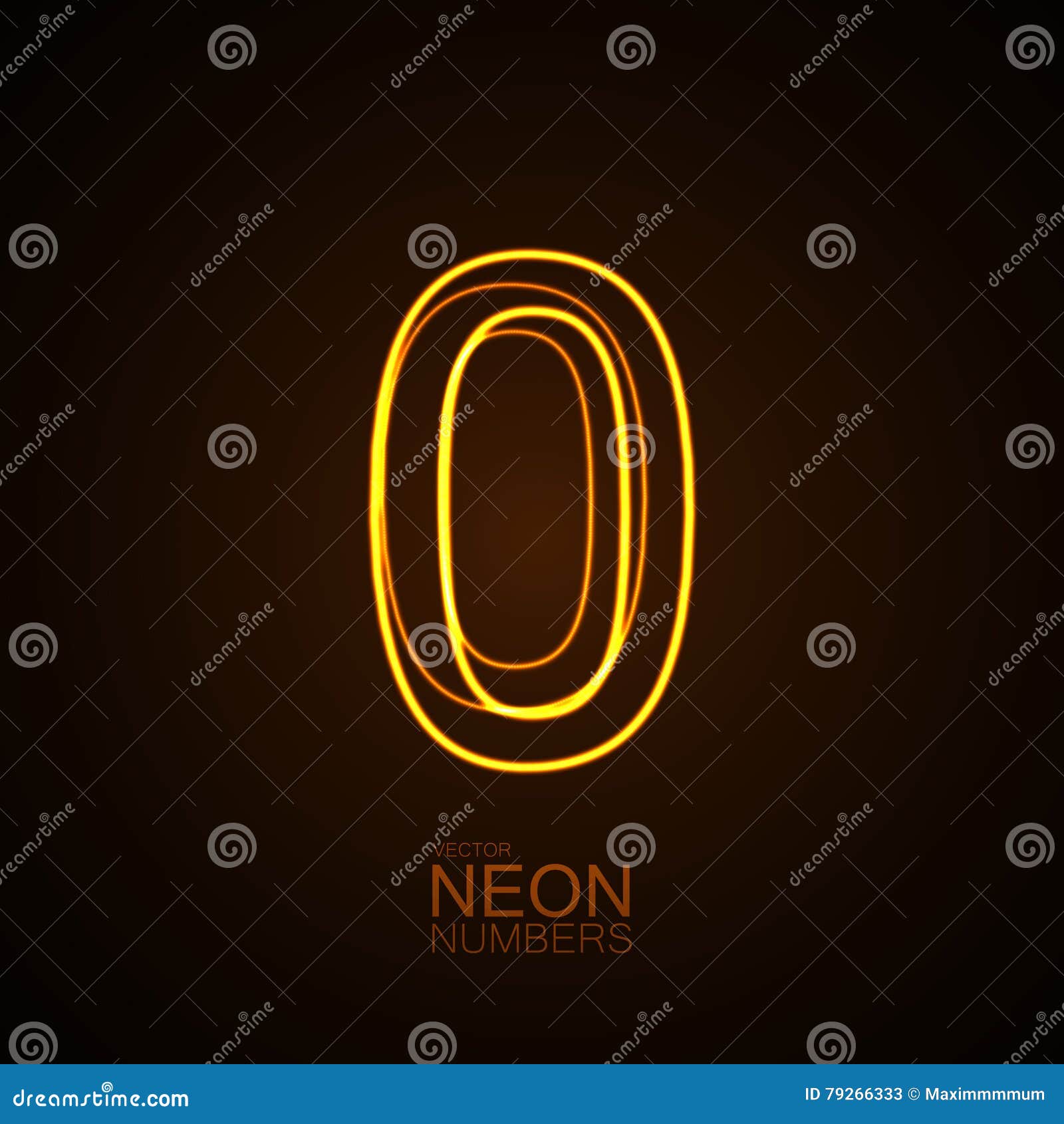Neon 3D number 0 stock vector. Illustration of electricity - 79266333