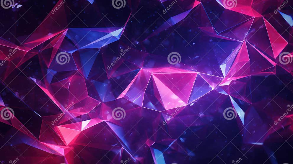 Neon 3D Polygon Texture with Glitter Pink, Blue, Dark Stock ...