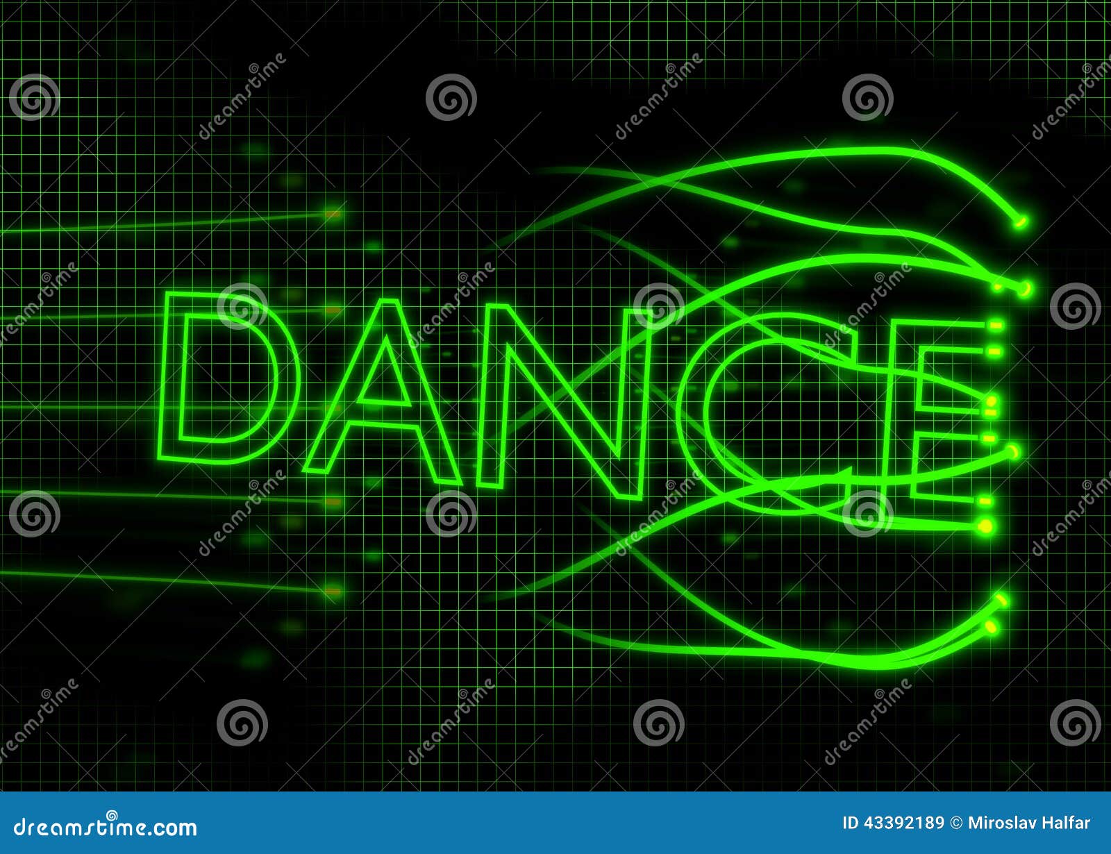 Neon Dance Sign with Abstract Background Stock Illustration ...