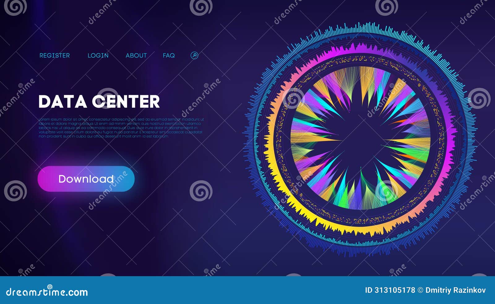 Neon Data Center Conceptual Graphic Design Stock Vector - Illustration ...