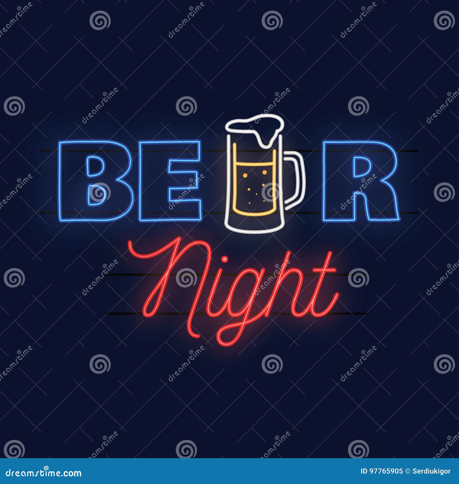 Neon Design for Bar, Pub and Restaurant Business. Stock Vector ...