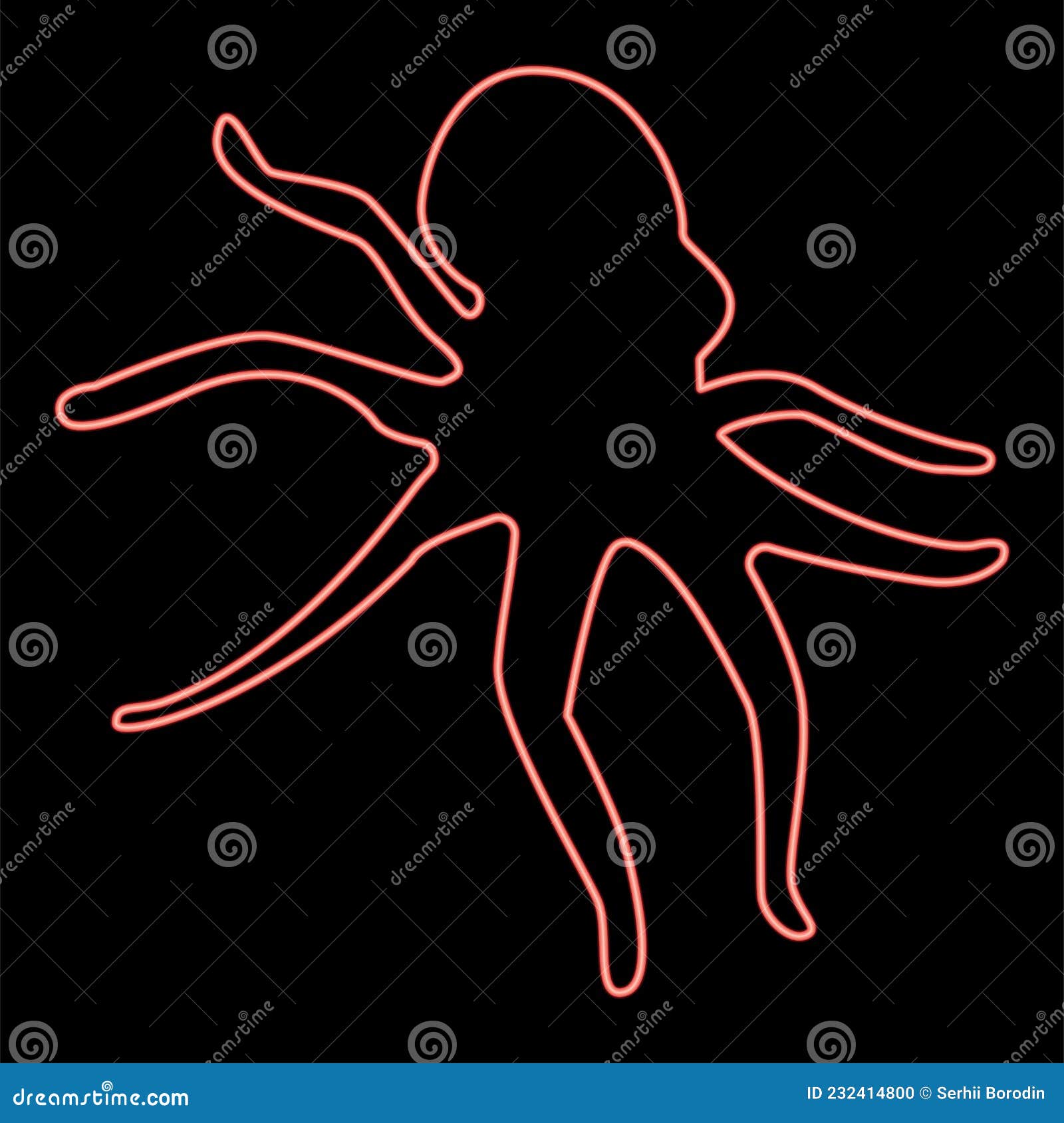 Neon Devilfish Red Color Vector Illustration Flat Style Image Stock ...