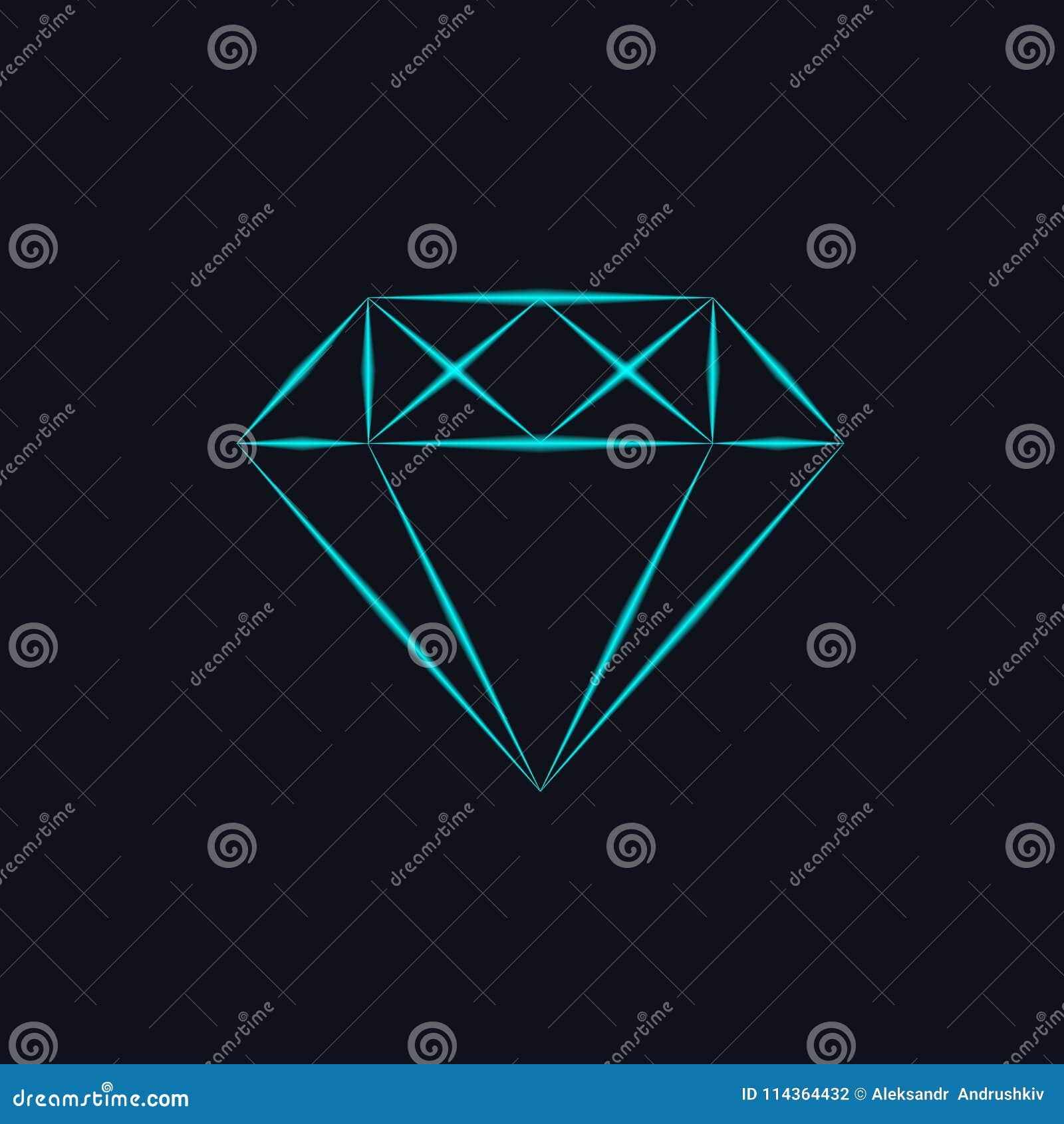 Neon diamond. stock vector. Illustration of royal, design - 114364432