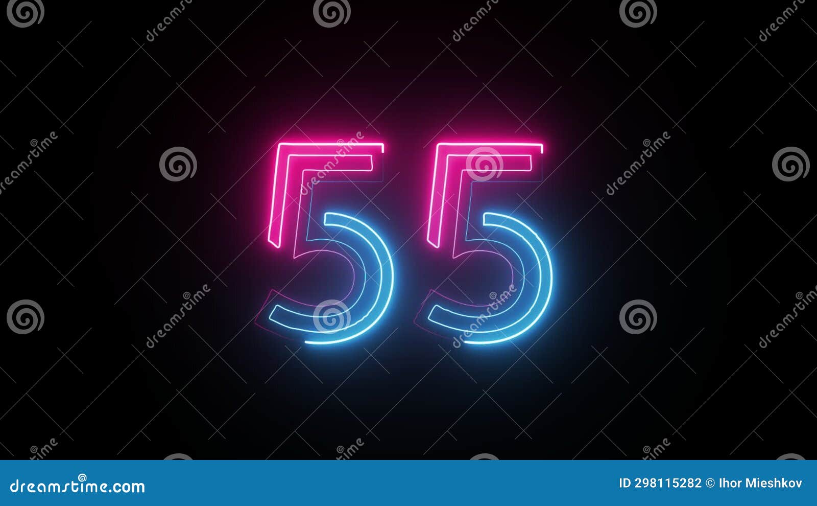 Neon Digit 55 with Alpha Channel, Neon Digits, Number Fifty Five Stock ...