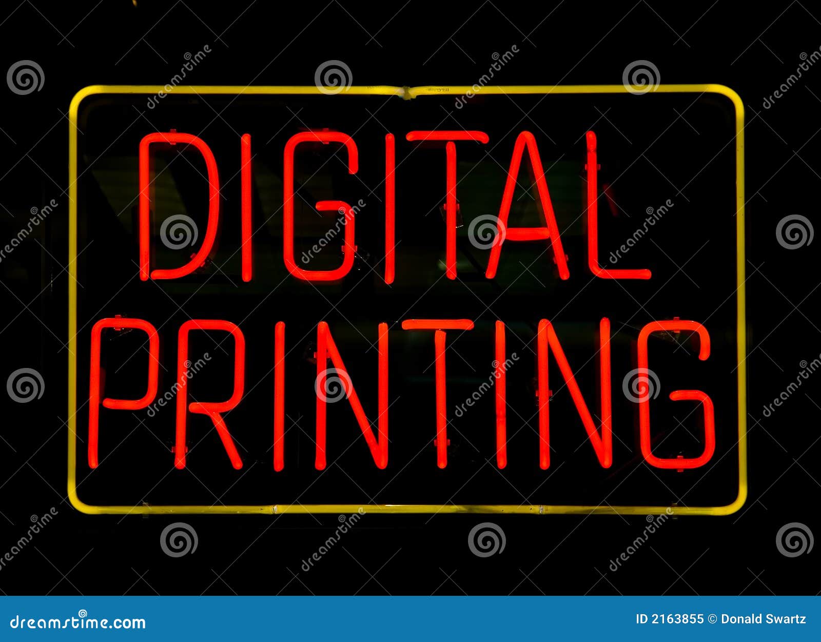 Neon Digital Printing Sign stock image. Image of dark - 2163855