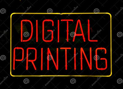 Neon Digital Printing Sign stock image. Image of dark - 2163855