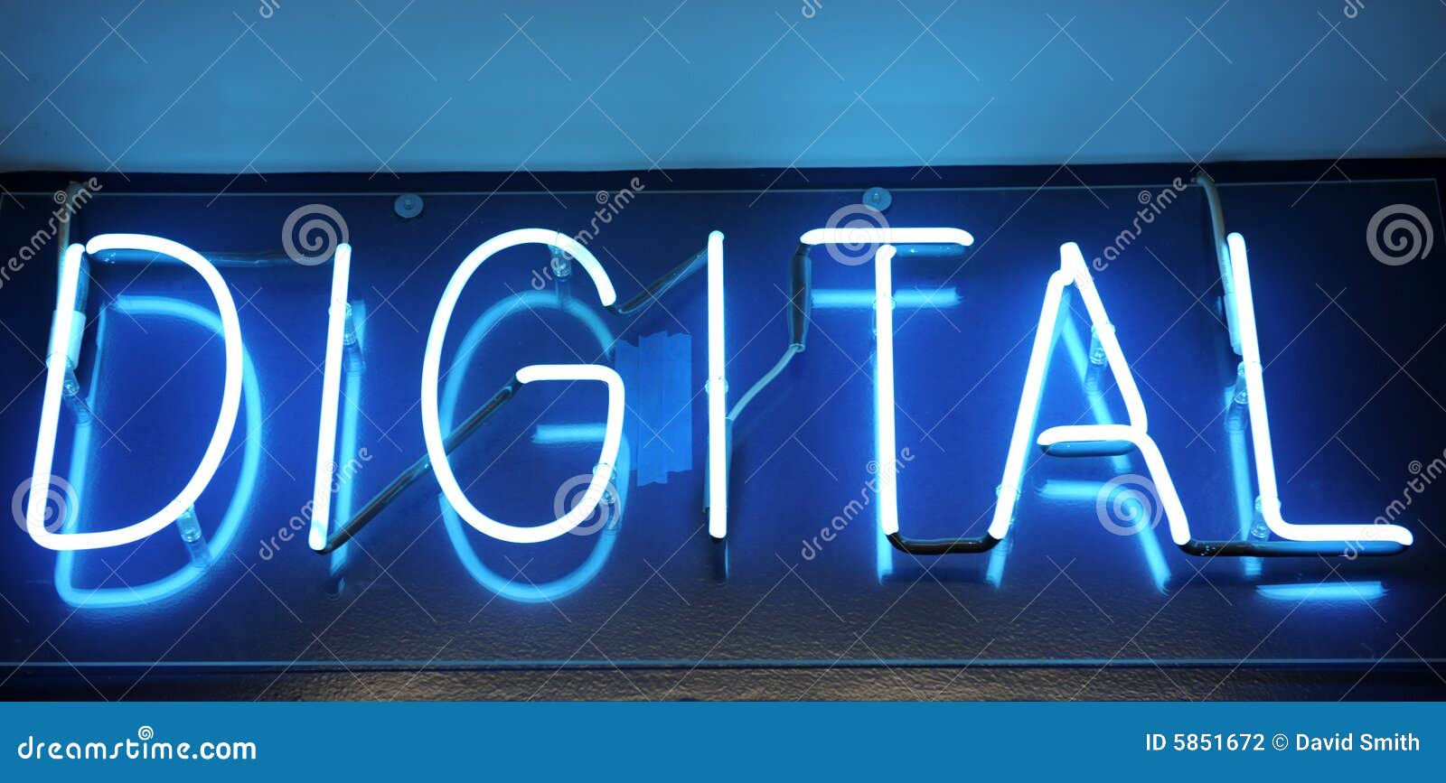 Neon Digital Sign stock photo. Image of sign, blue, electricity - 5851672