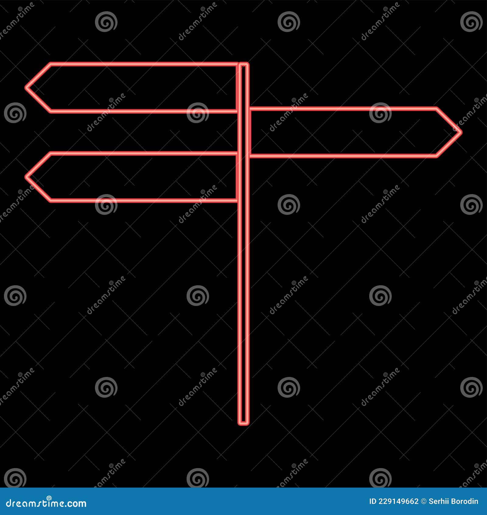 Neon Direction Sign Red Color Vector Illustration Flat Style Image ...