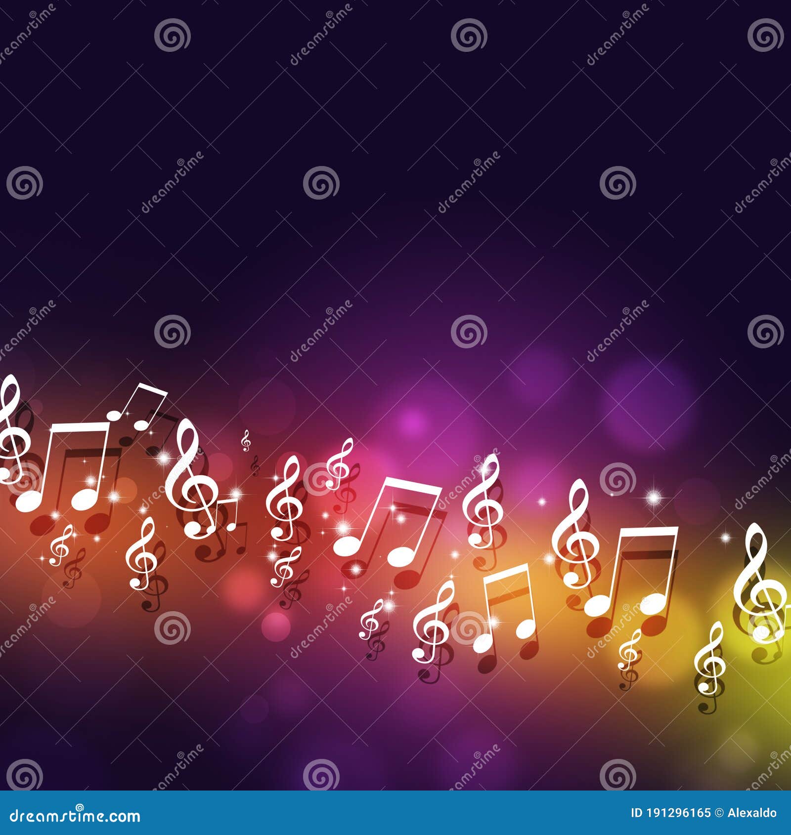 Neon disco music notes stock illustration. Illustration of note - 191296165