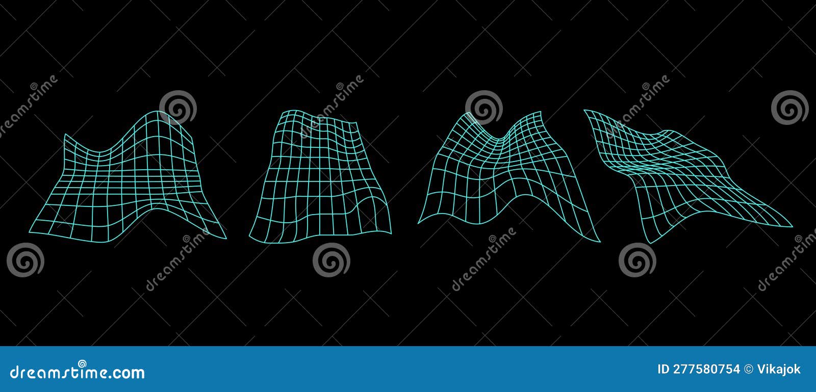 Neon Distorted Perspective Grid Pack. Glitch Rectangle Plane Set on ...