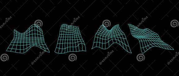 Neon Distorted Perspective Grid Pack. Glitch Rectangle Plane Set on ...