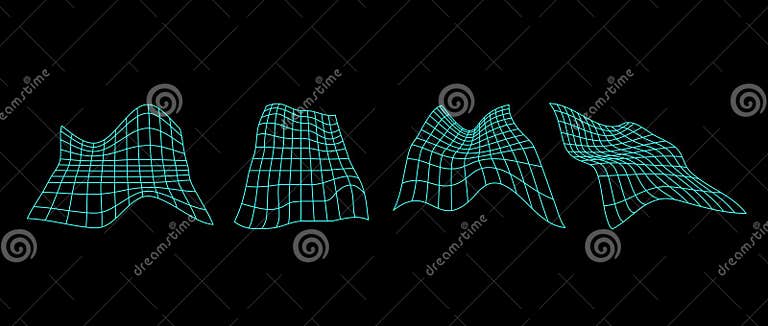 Neon Distorted Perspective Grid Pack. Glitch Rectangle Plane Set on ...