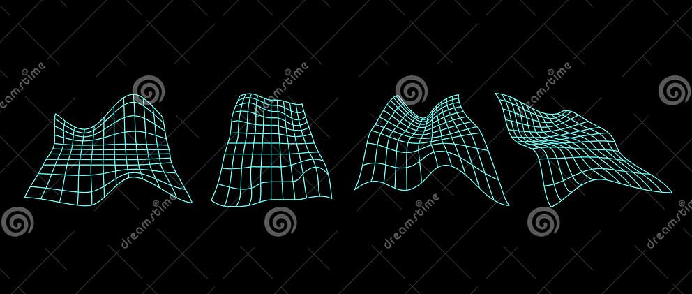 Neon Distorted Perspective Grid Pack. Glitch Rectangle Plane Set on ...