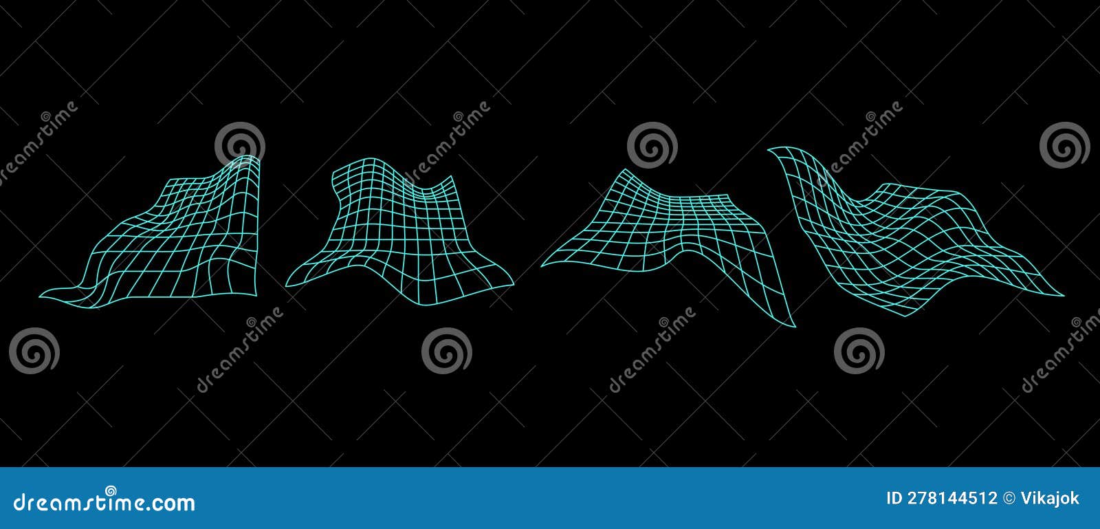 Neon Distorted Perspective Grid Pack. Glitch Rectangle Plane Set on ...