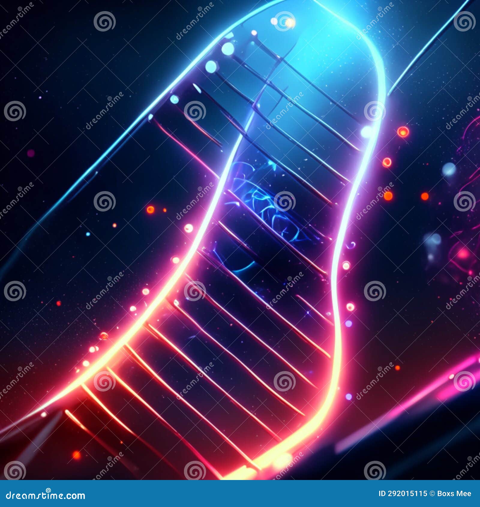 Neon Dna Helix Structure, 3d Render, Digital Illustration Generative AI ...
