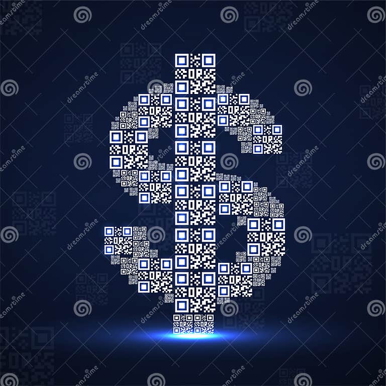 Neon Dollar Sign of Qr Code Stock Vector - Illustration of icon, value ...