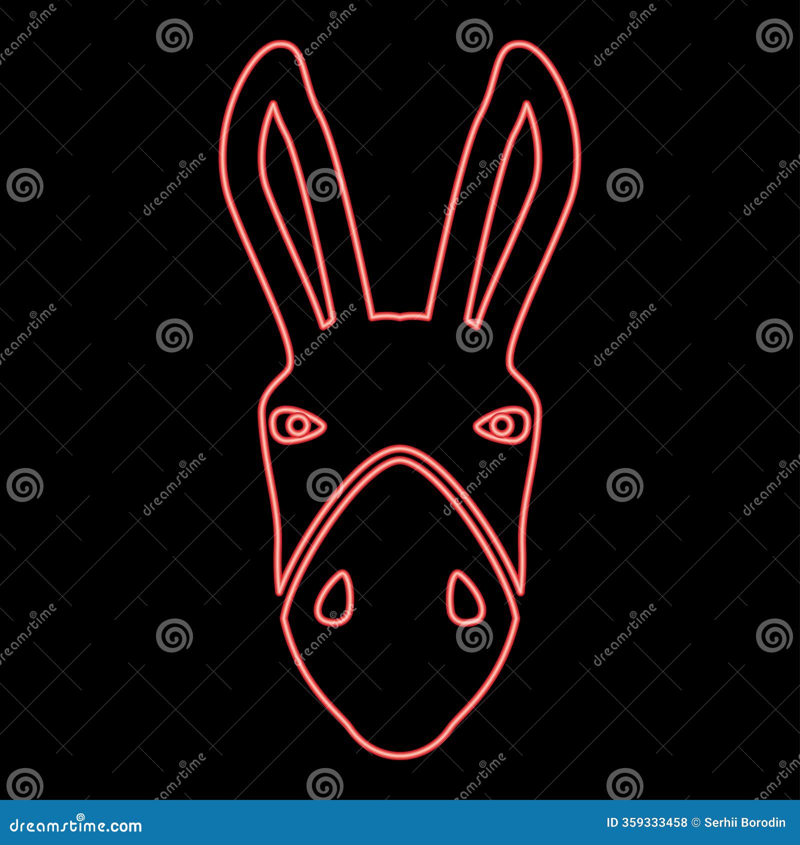 Neon Donkey Head Silhouette Red Color Vector Illustration Image Flat ...