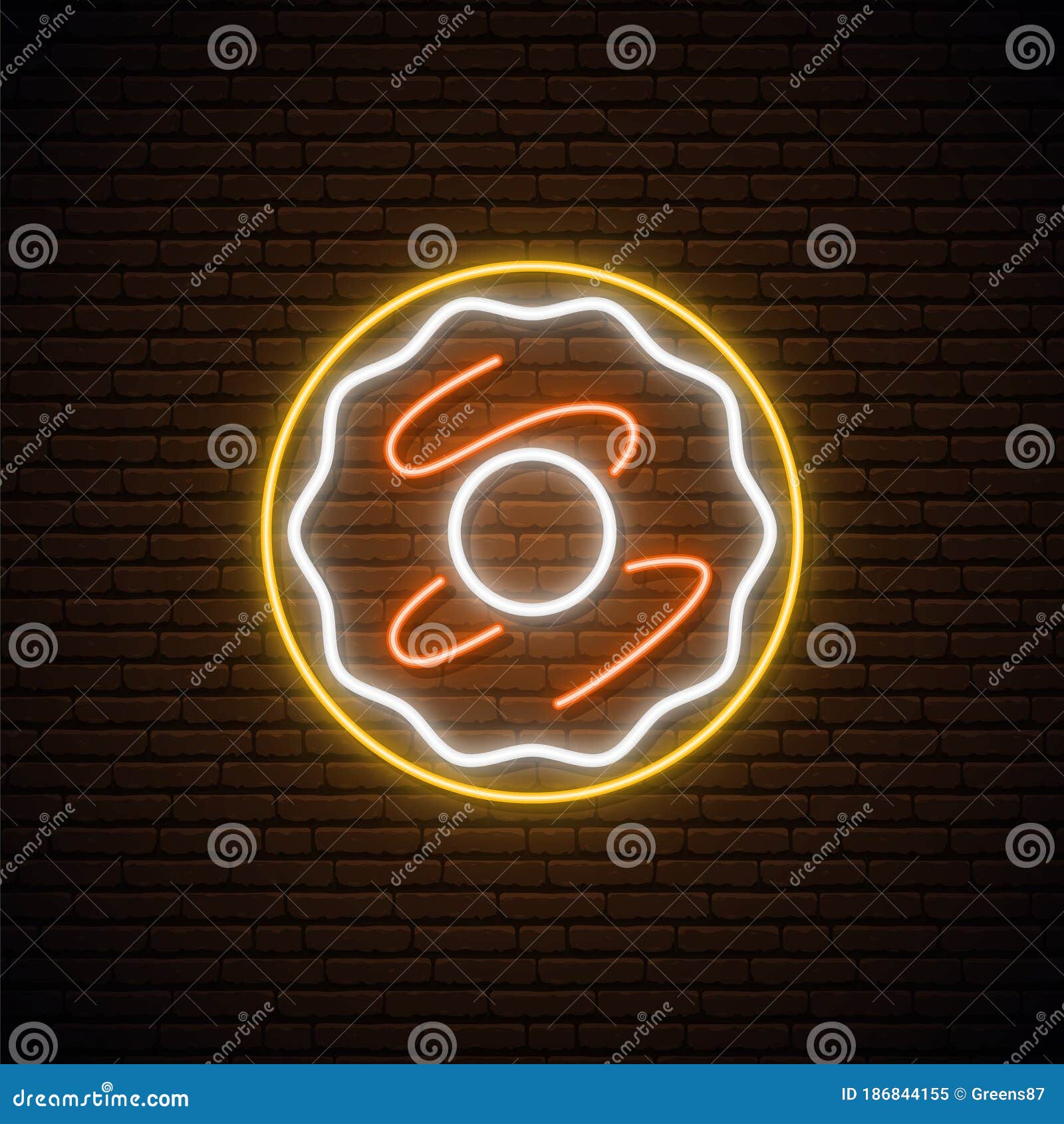 Neon Donut Sign Stock Vector Illustration Of Cartoon 186844155