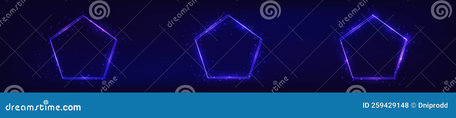 Neon Double Frame in Pentagon Form with Shining Effects Stock Vector ...