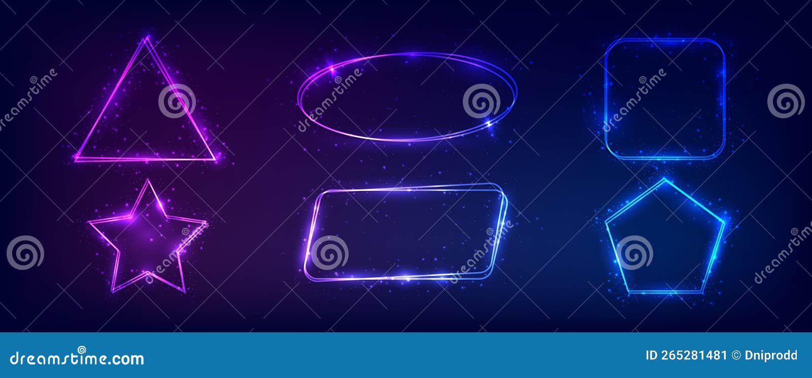 Neon Double Frame with Shining Effects Stock Vector - Illustration of ...