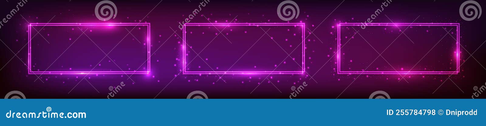 Neon Double Rectangular Frame with Shining Effects Stock Vector - Illustration of glow, effect ...