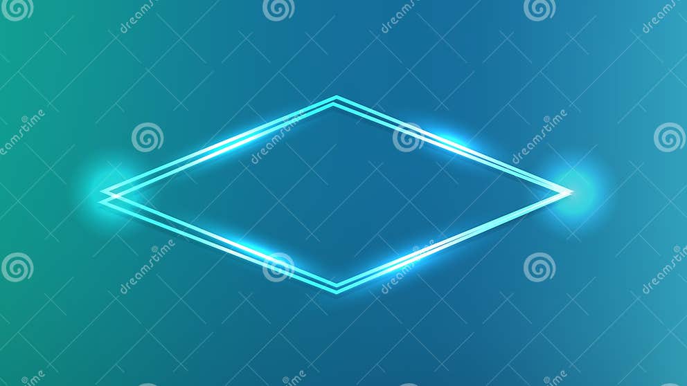Neon Double Rhombus Frame with Shining Effects Stock Vector ...