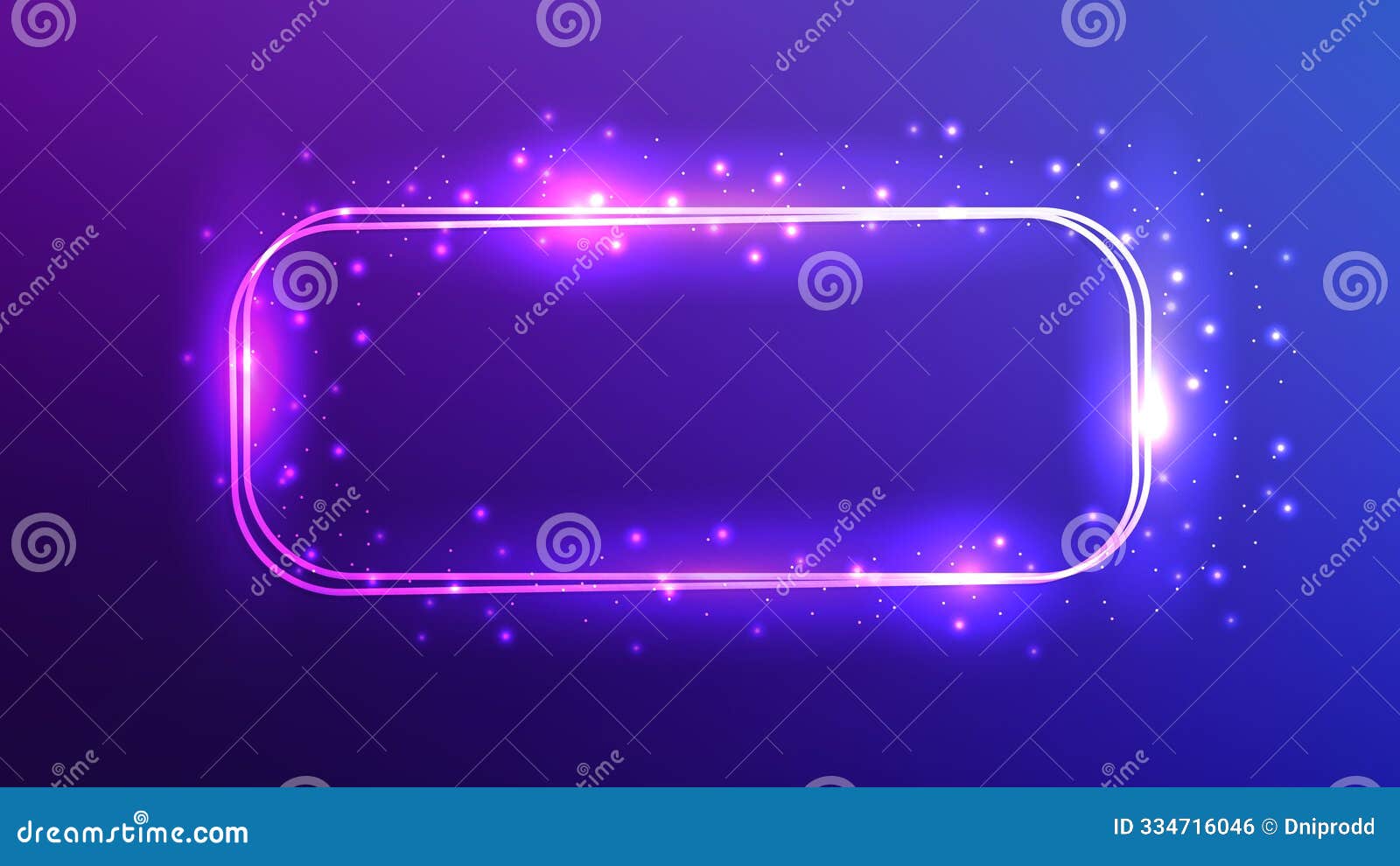 Neon Double Rounded Rectangular Frame with Shining Effects and Sparkles Stock Vector ...