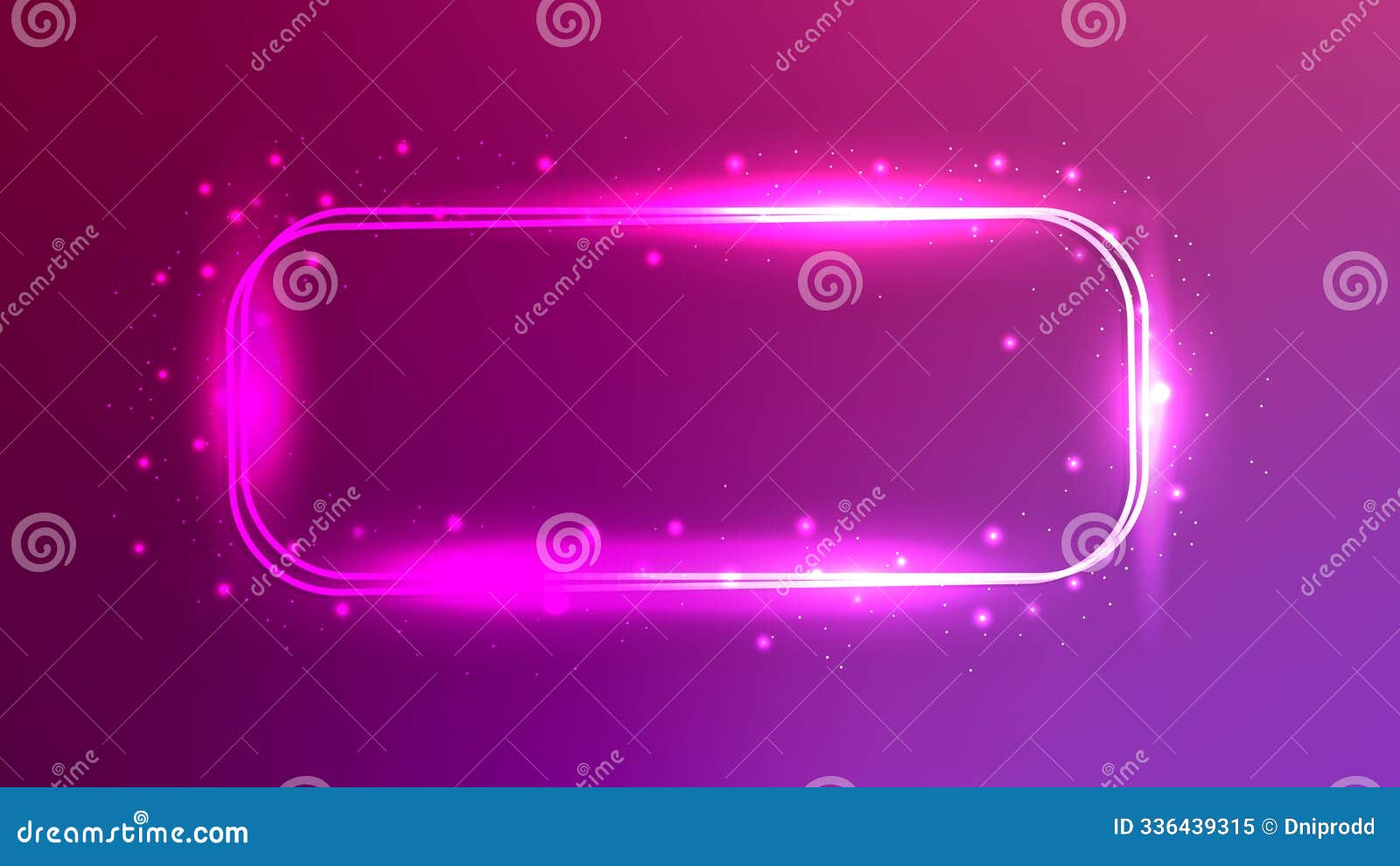 Neon Double Rounded Rectangular Frame with Shining Effects and Sparkles Stock Illustration ...