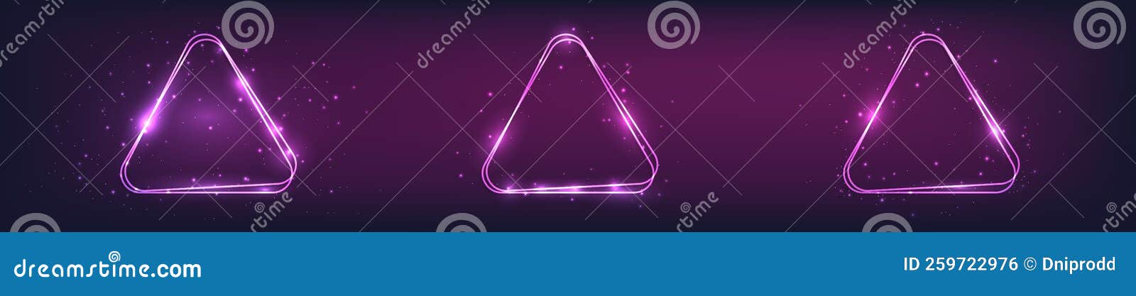 Neon Double Rounded Triangle Frame with Shining Effects Stock Vector ...