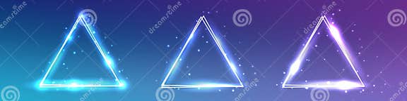 Neon Double Triangular Frame with Shining Effects Stock Vector ...