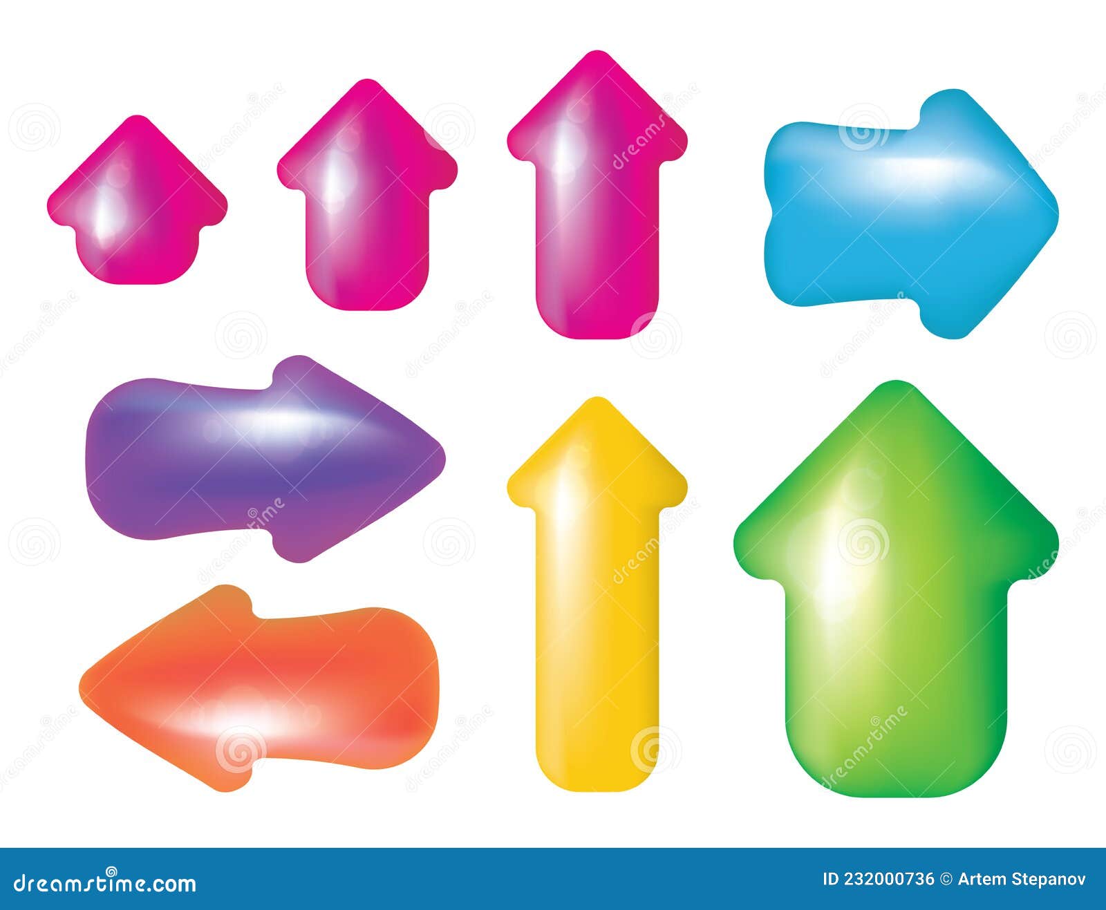 Neon Download Progress, Loading Bar and Arrow Set Stock Vector ...