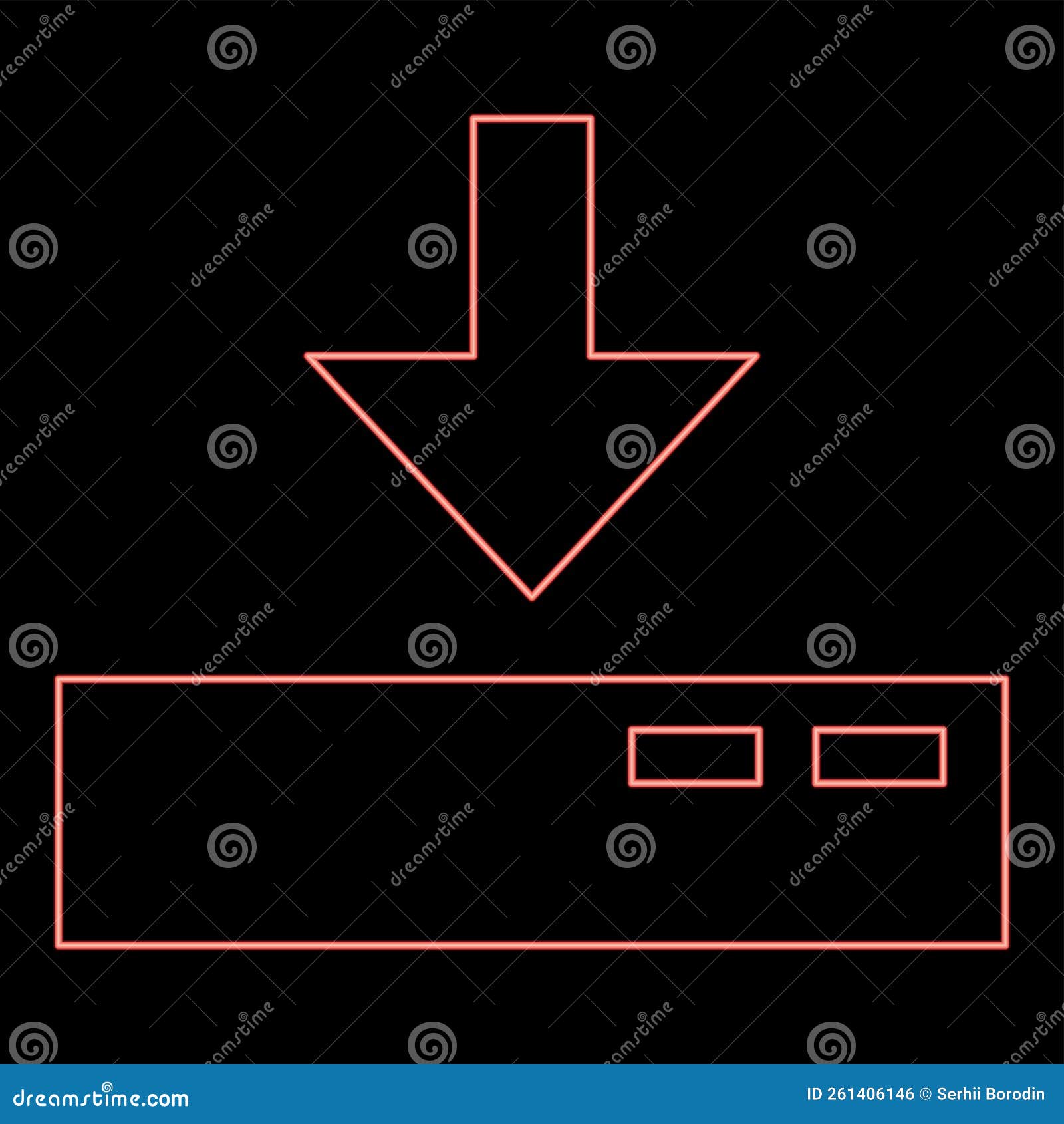 Neon Download To Server Red Color Vector Illustration Image Flat Style ...
