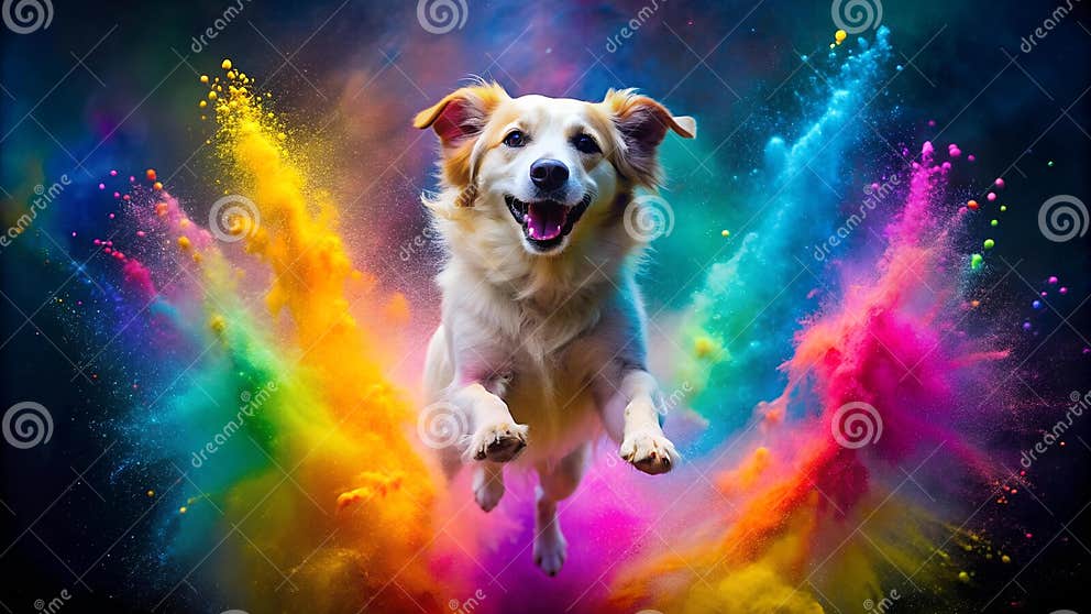 Neon Dreams a Smiling Dogs Exploding Joyride AI Generated Stock ...