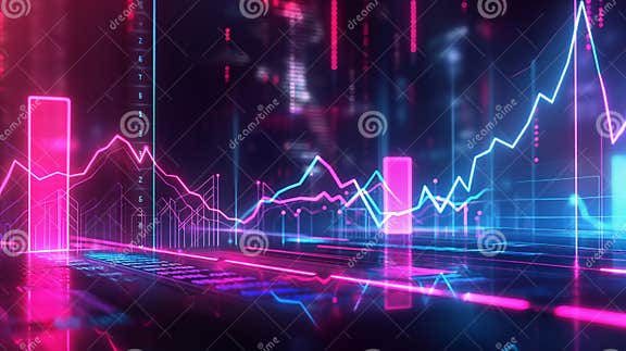 Neon Dynamics: Abstract Graphs and Charts Stock Image - Image of array ...